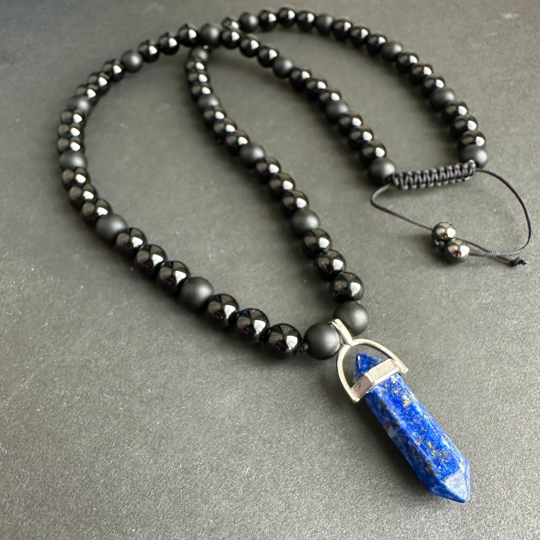Mens Lapis Lazuli Necklace, Balance and Protection Gemstone Necklace ...
