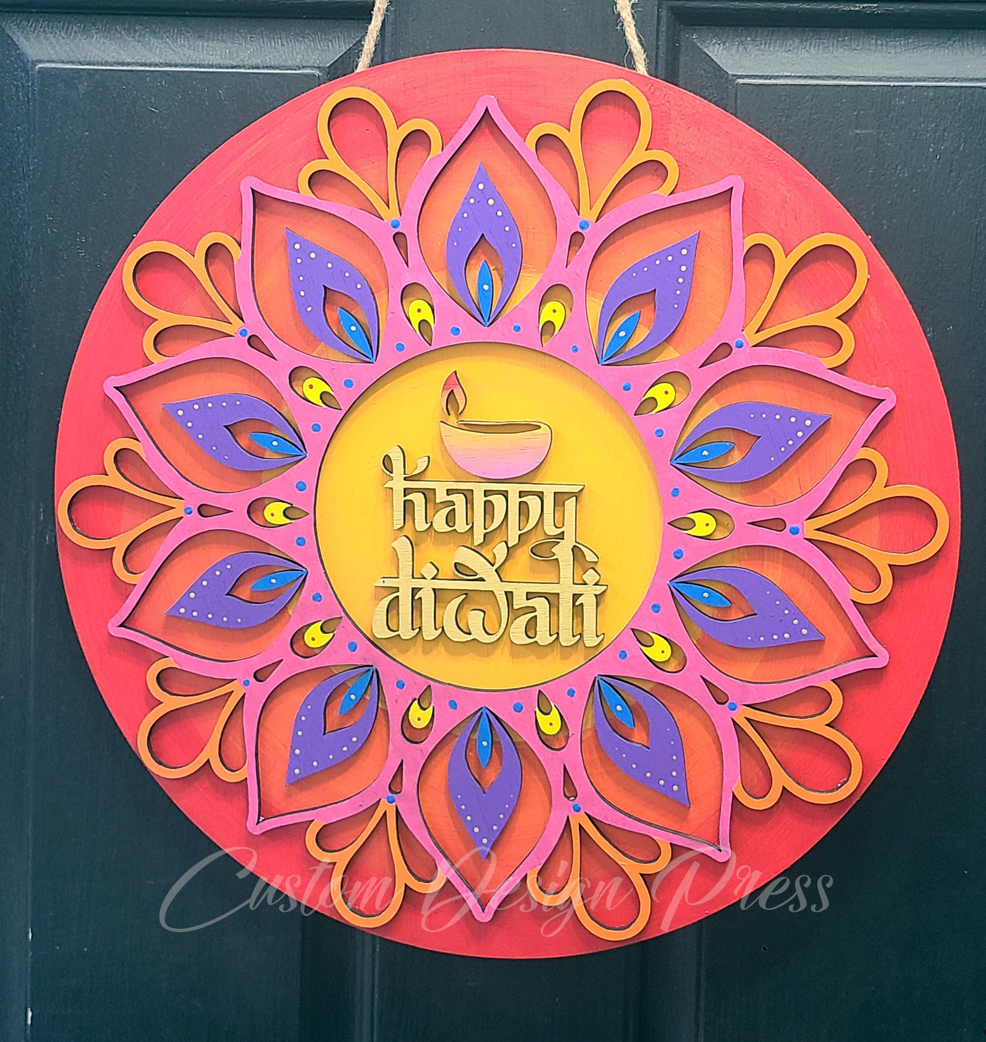 18 Happy Diwali Wood Round Wreath Door Sign Door | Etsy