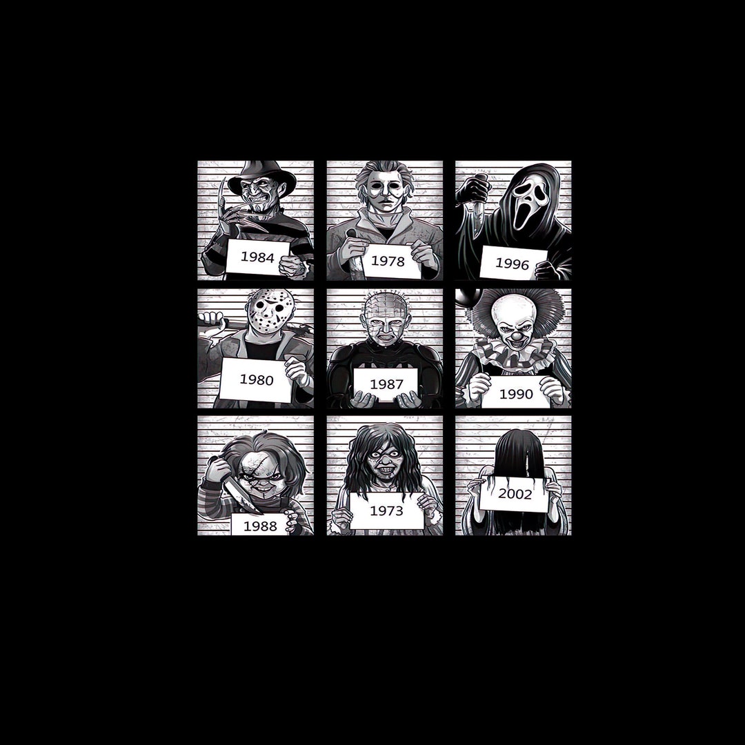 Transparent Digital File of Horror Line up Knock Out Black PNG File , T ...