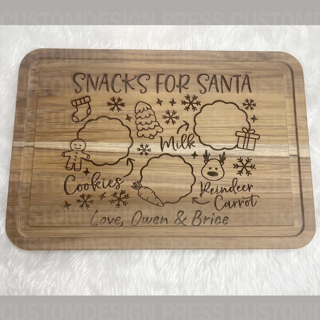 Personalized Santa Snack Tray Teakwood Serving Tray Cutting - Etsy