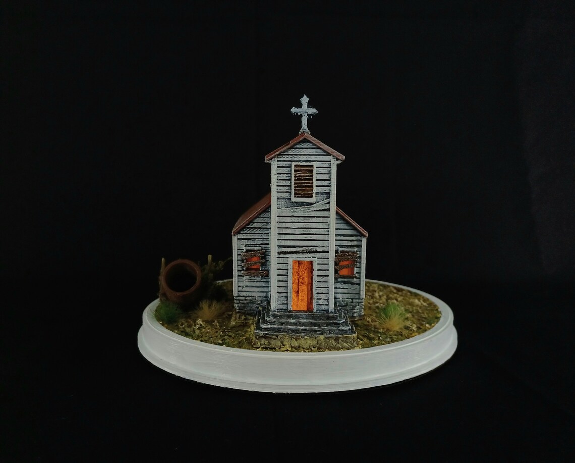 The 'miniature Horror Place' Mini Model. Miniature Church and Truck ...