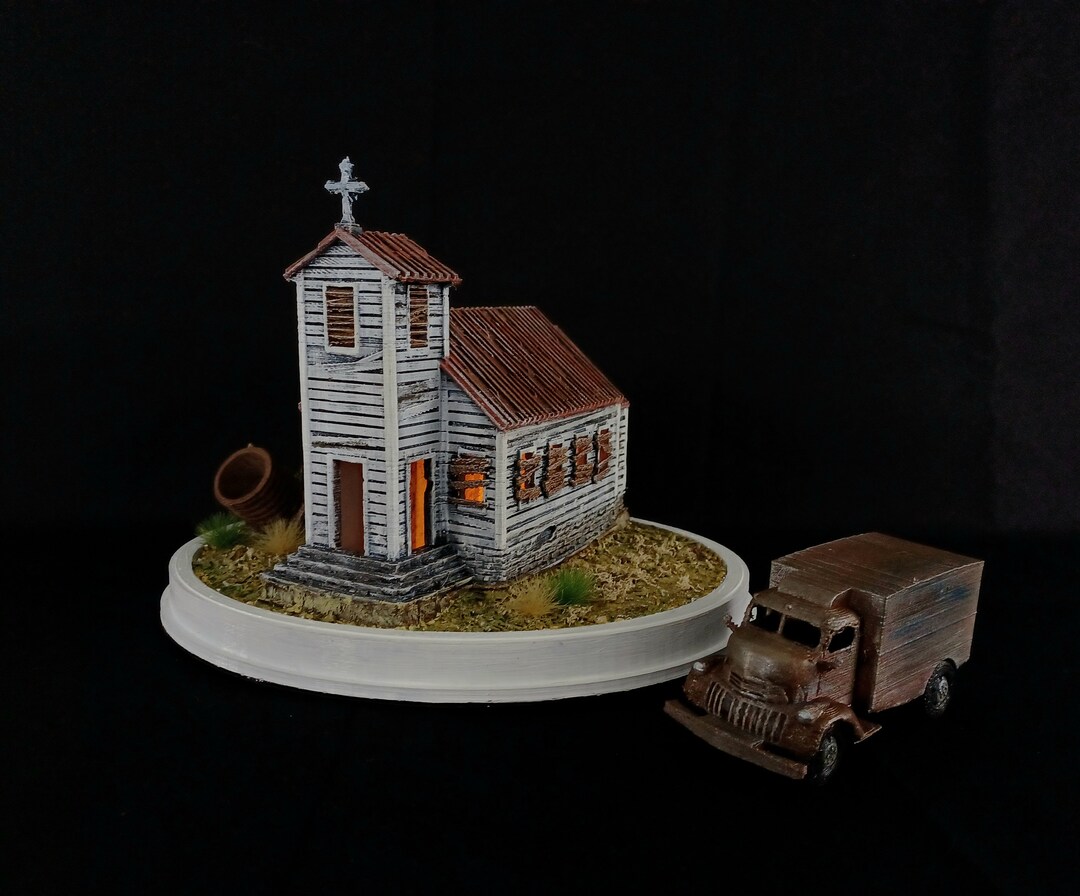 The 'miniature Horror Place' Mini Model. Miniature Church and Truck ...