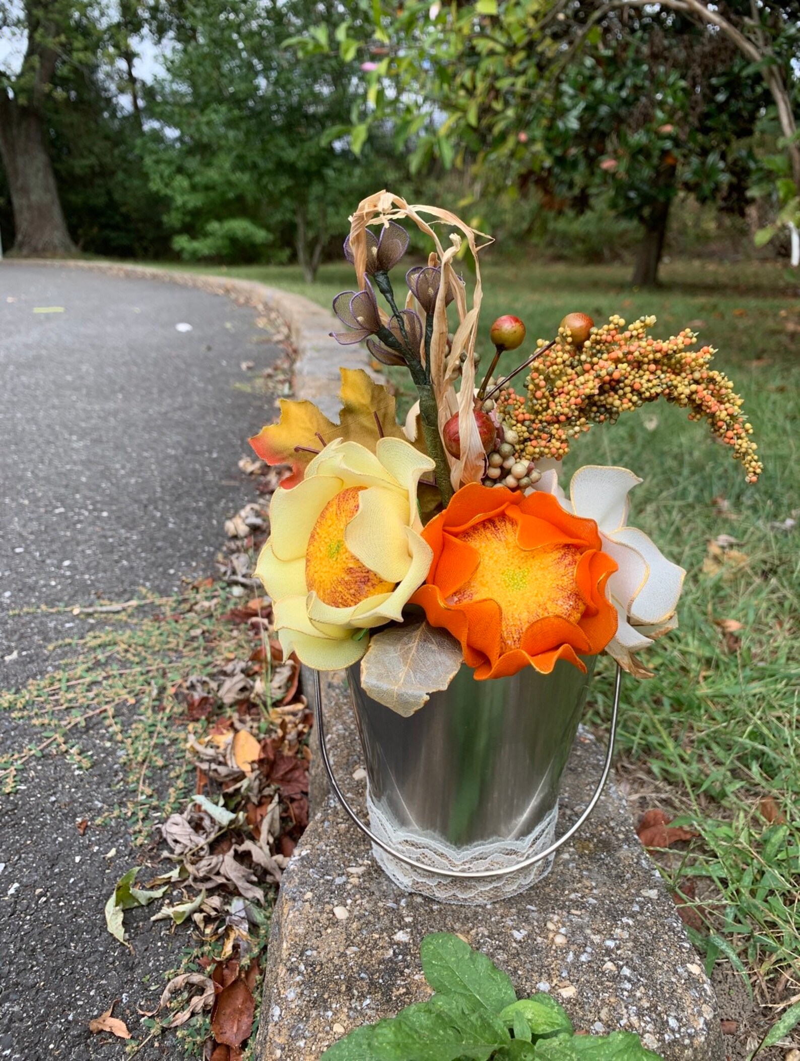 Thanksgiving Flowers Arrangement in Bucket, Unique Handmade, Gifts ...