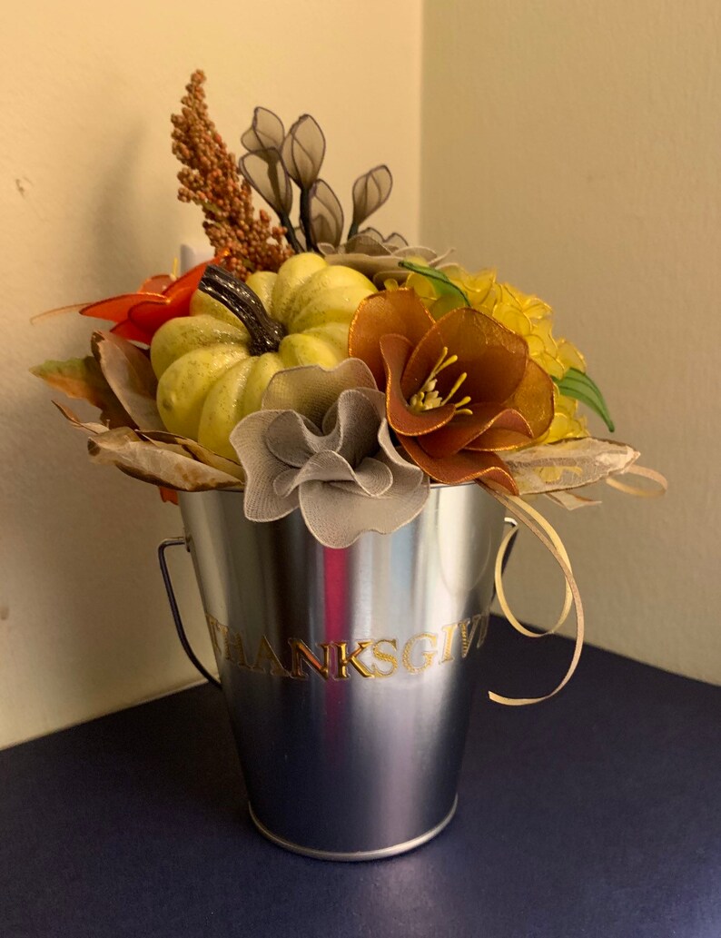 Thanksgiving Flowers Arrangement Handmade in Bucket Gifts - Etsy