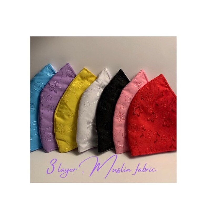 Face Covering , Bright Color , Muslin- Salu Fabric , Lace Fabric , 3 ...
