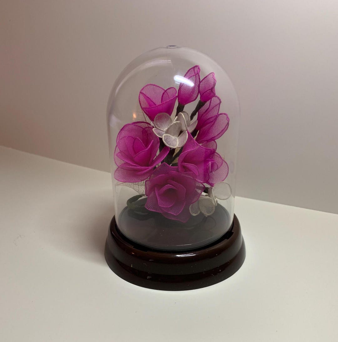 Pick Roses in Small Clear Plastic Dome With Handmade Nylon Flowers - Etsy