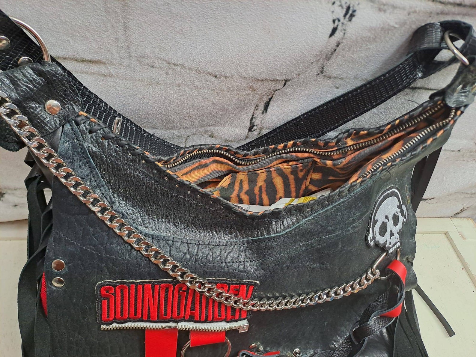 Leather Rockabilly Handbag/ Soundgarden Musical Style Woman/ Pin up Red ...