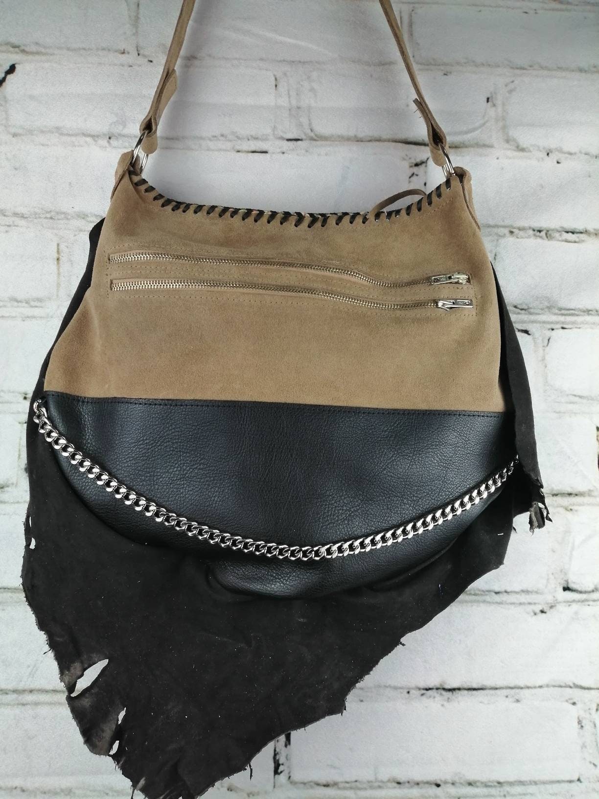 Suede Leather Handbag Rock/ Punk Purse Woman Accesories/ Unique Style ...