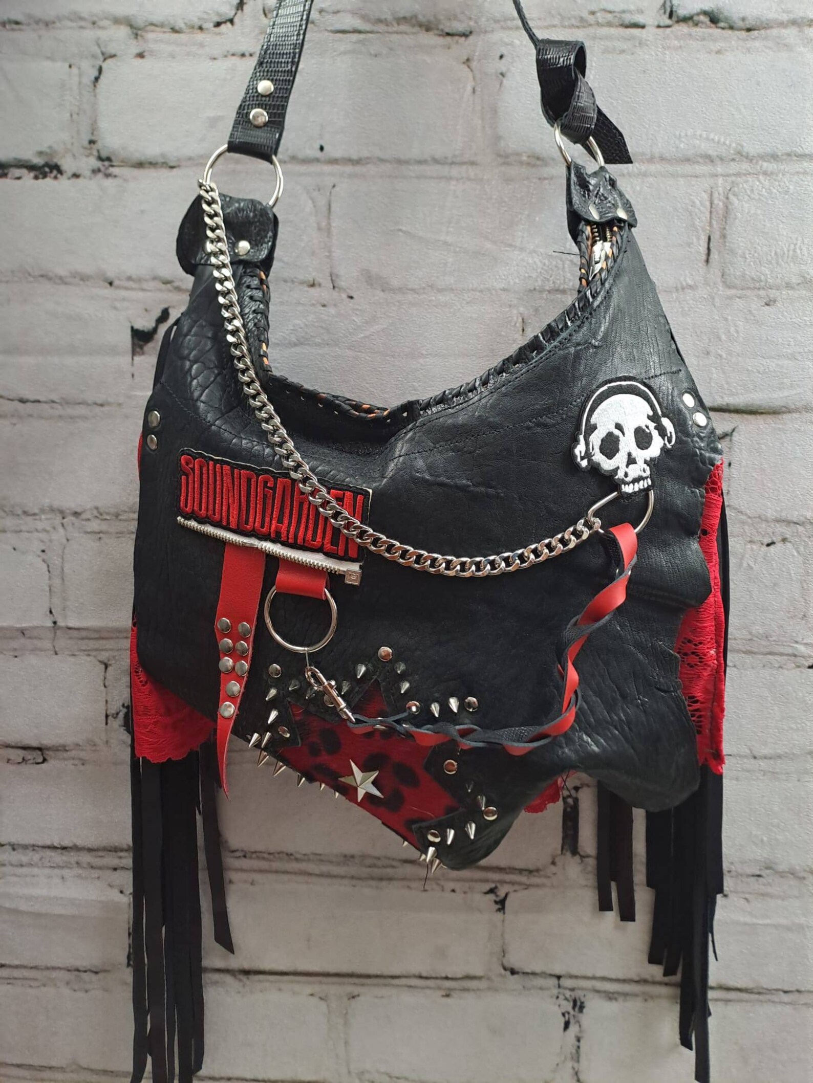 Leather Rockabilly Handbag/ Soundgarden Musical Style Woman/ Pin up Red ...