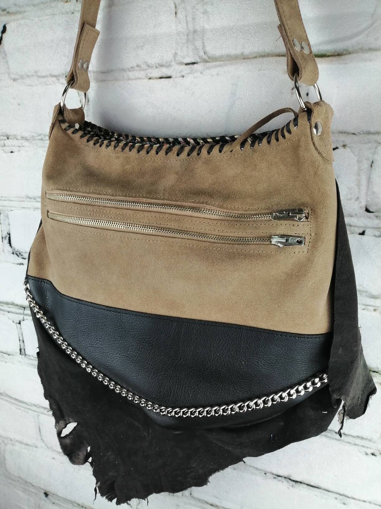 Suede Leather Handbag Rock/ Punk Purse Woman Accesories/ Unique Style ...