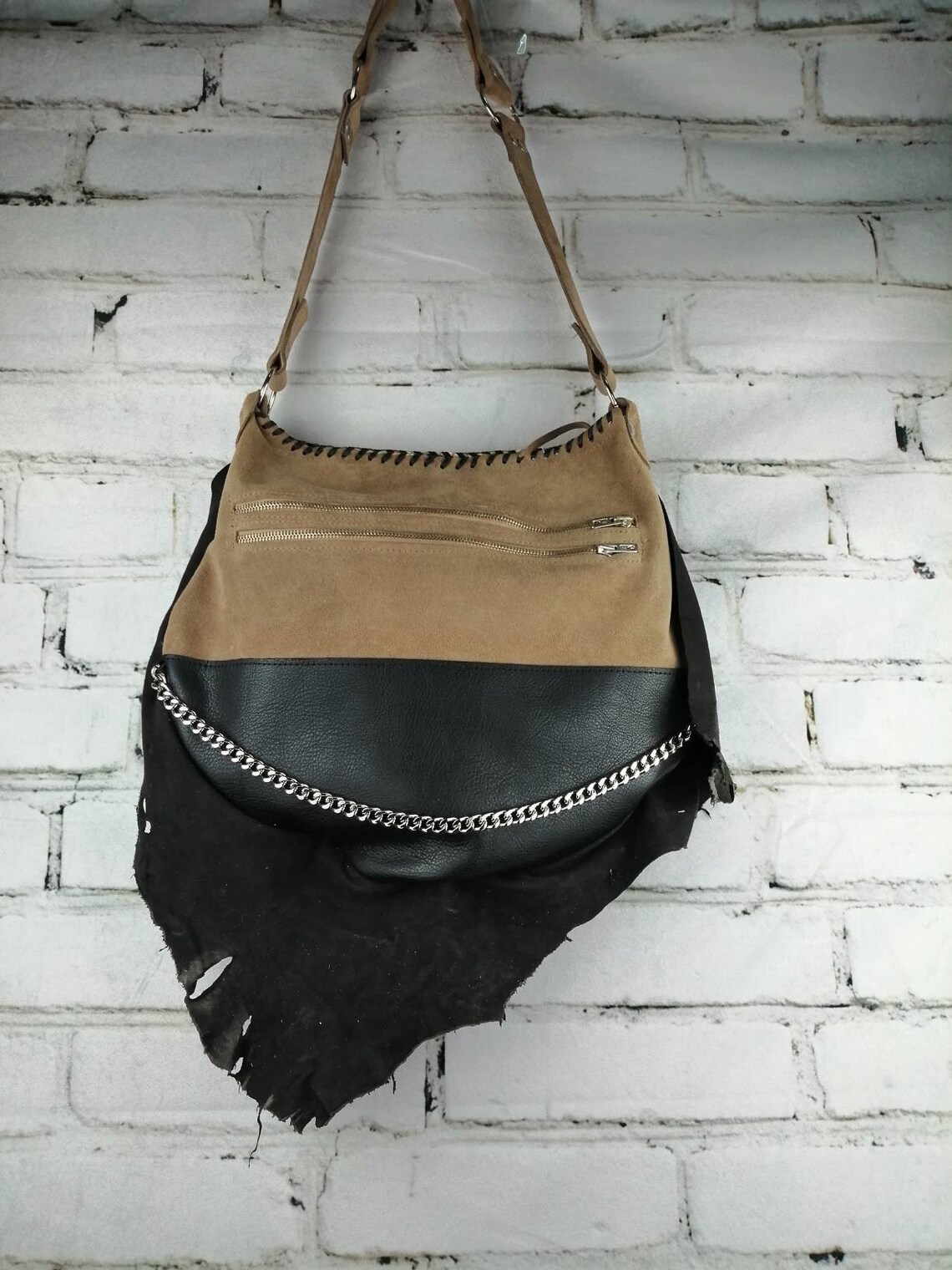 Suede Leather Handbag Rock/ Punk Purse Woman Accesories/ Unique Style ...