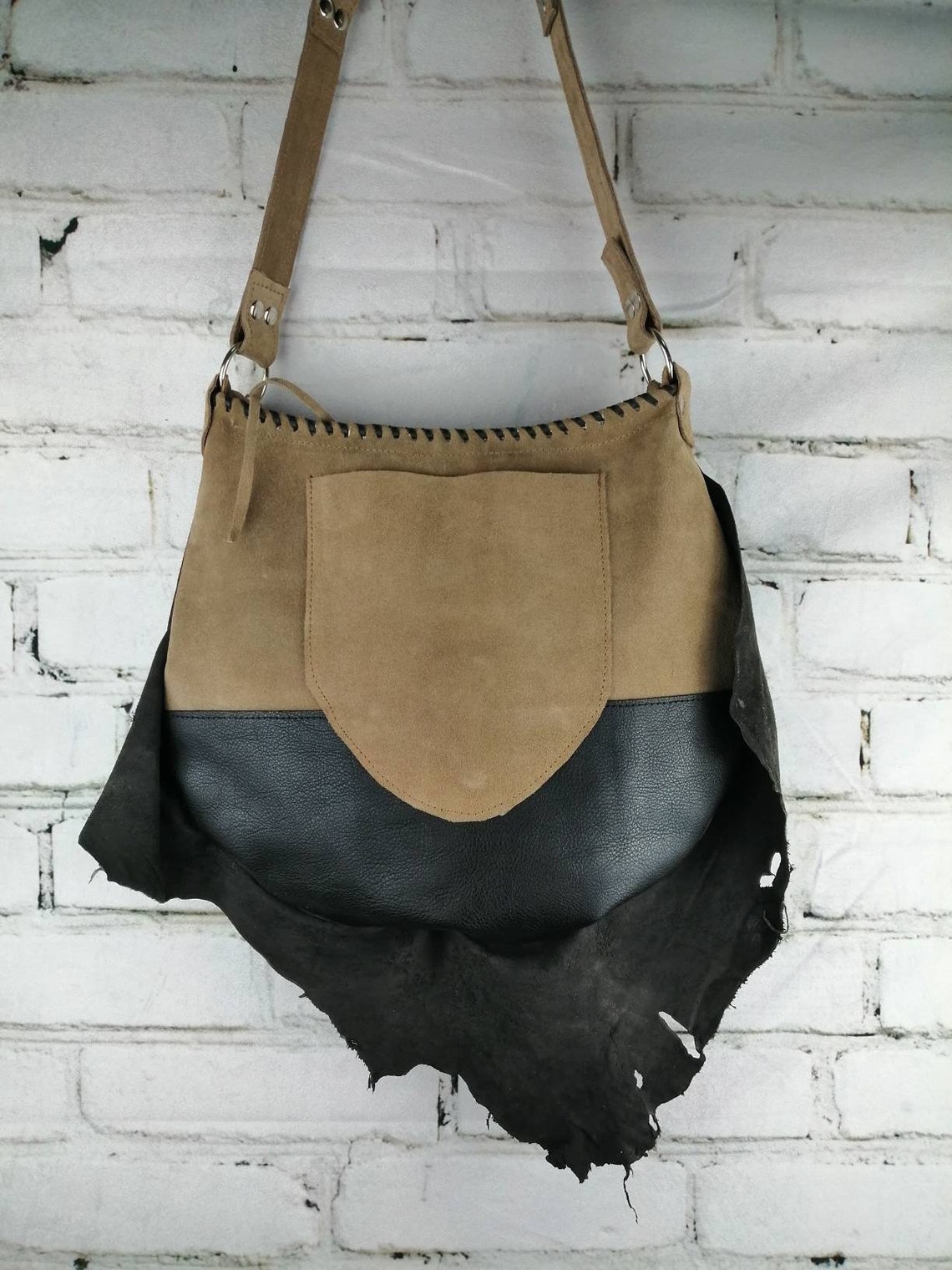 Suede Leather Handbag Rock/ Punk Purse Woman Accesories/ Unique Style ...