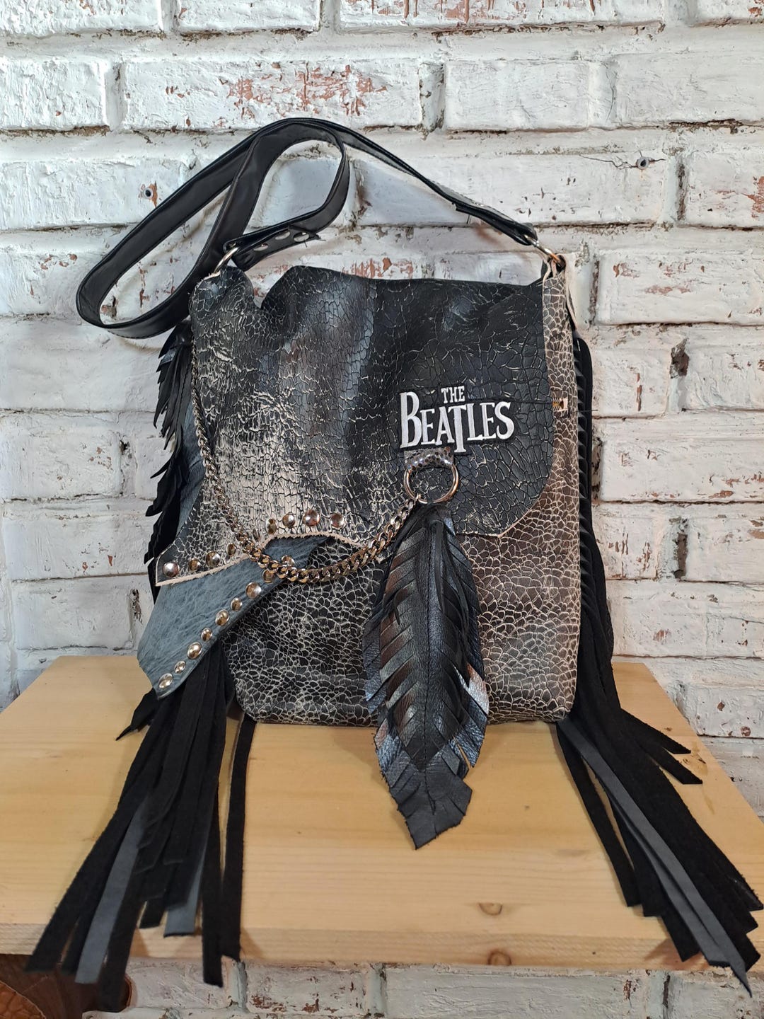 Leather Heavy the Beatles Bag/ Black Handbag Fringe/ Style Rock/ Chain ...