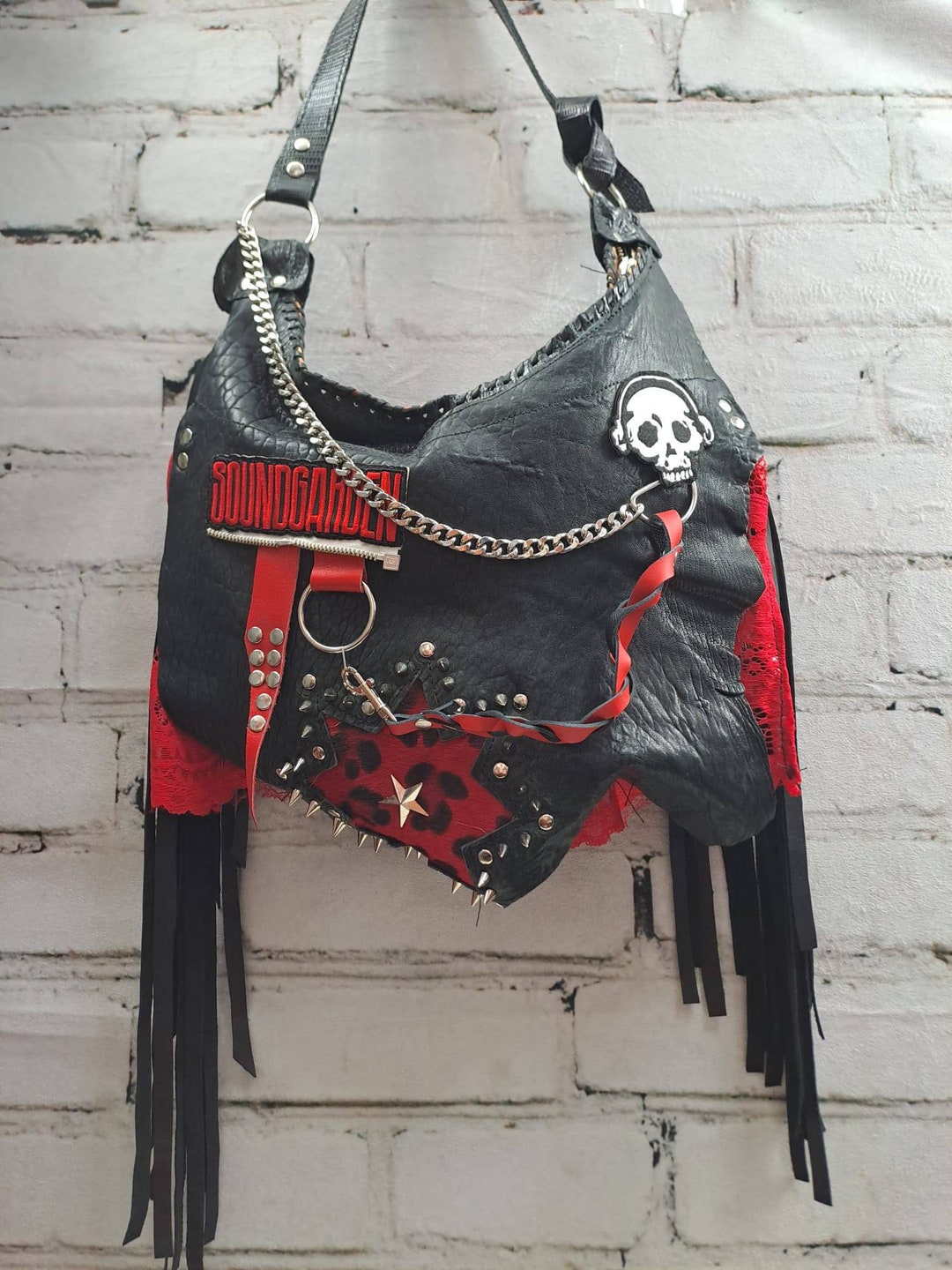 Leather Rockabilly Handbag/ Soundgarden Musical Style Woman/ Pin up Red ...