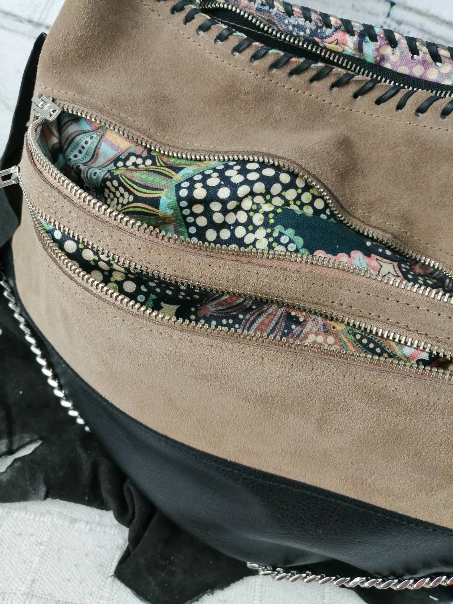 Suede Leather Handbag Rock/ Punk Purse Woman Accesories/ Unique Style ...