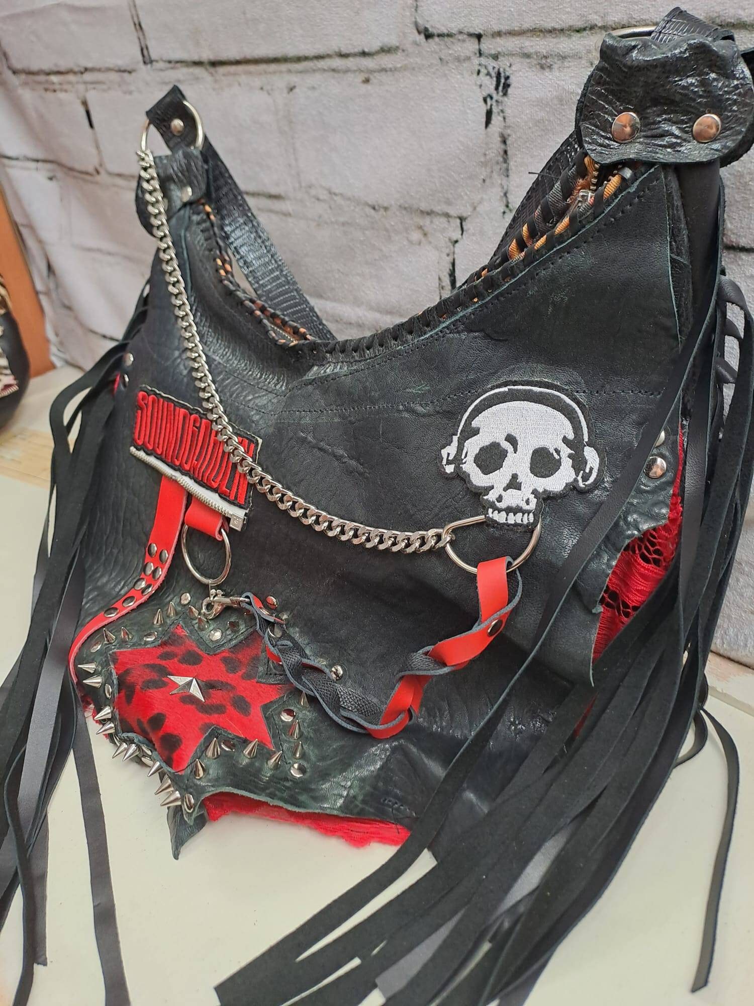 Leather Rockabilly Handbag/ Soundgarden Musical Style Woman/ Pin up Red ...