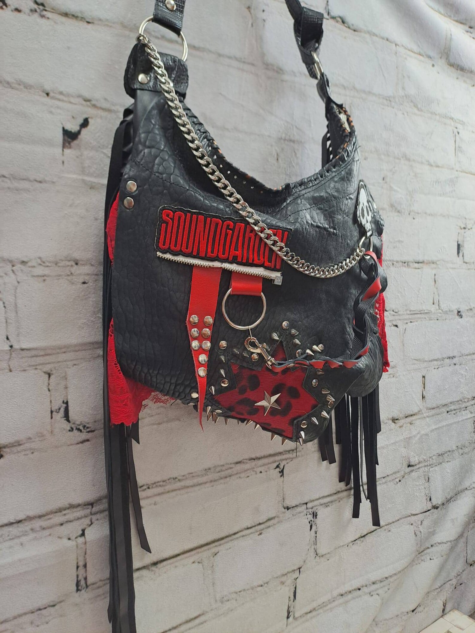 Leather Rockabilly Handbag/ Soundgarden Musical Style Woman/ Pin up Red ...