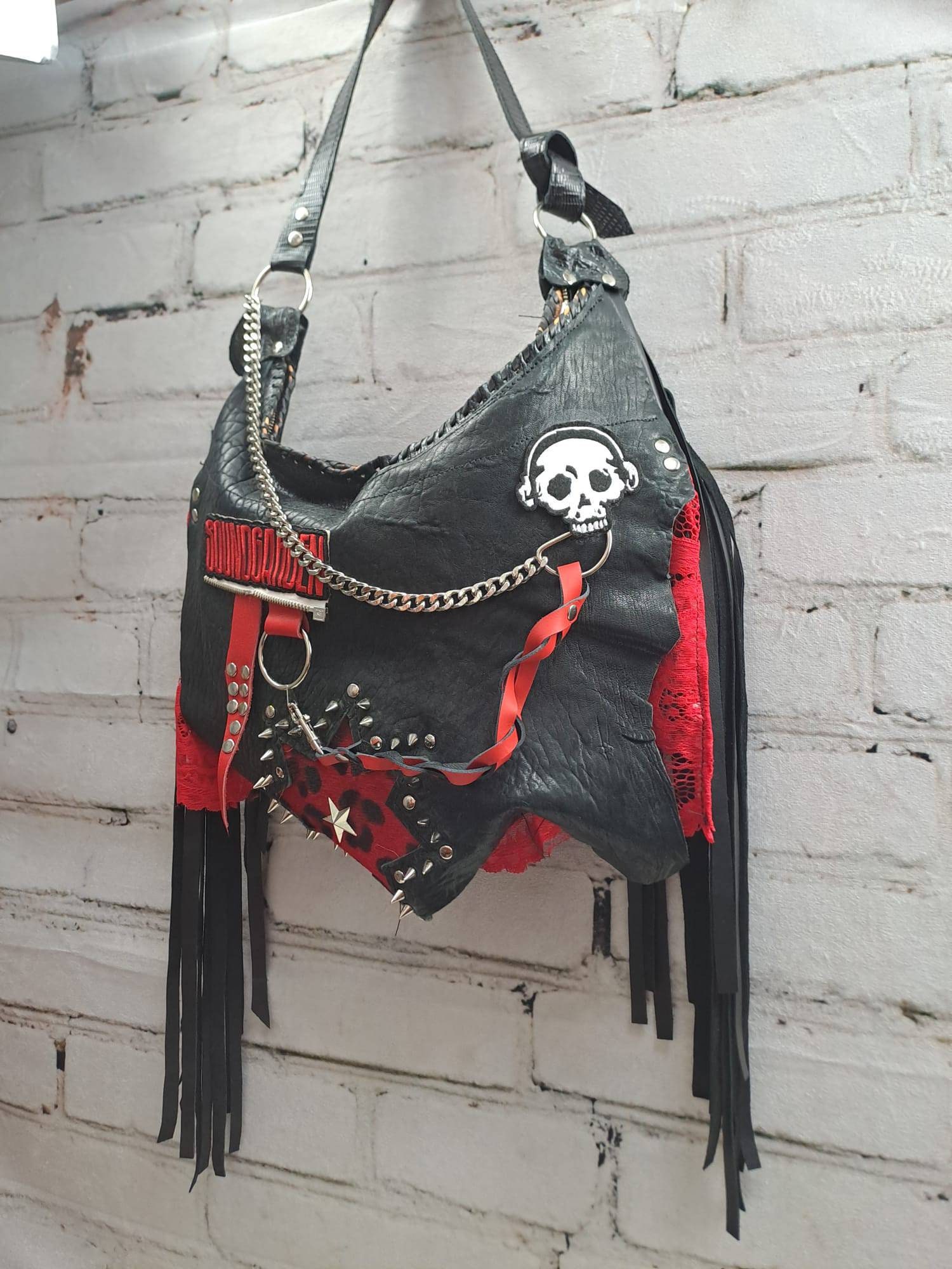 Leather Rockabilly Handbag/ Soundgarden Musical Style Woman/ Pin up Red ...