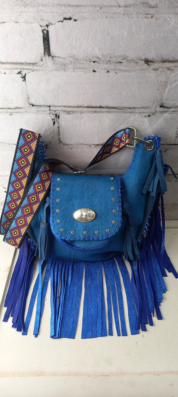 Leather Blue Handbag/ Western Style/ Women Accessories/ Purse - Etsy