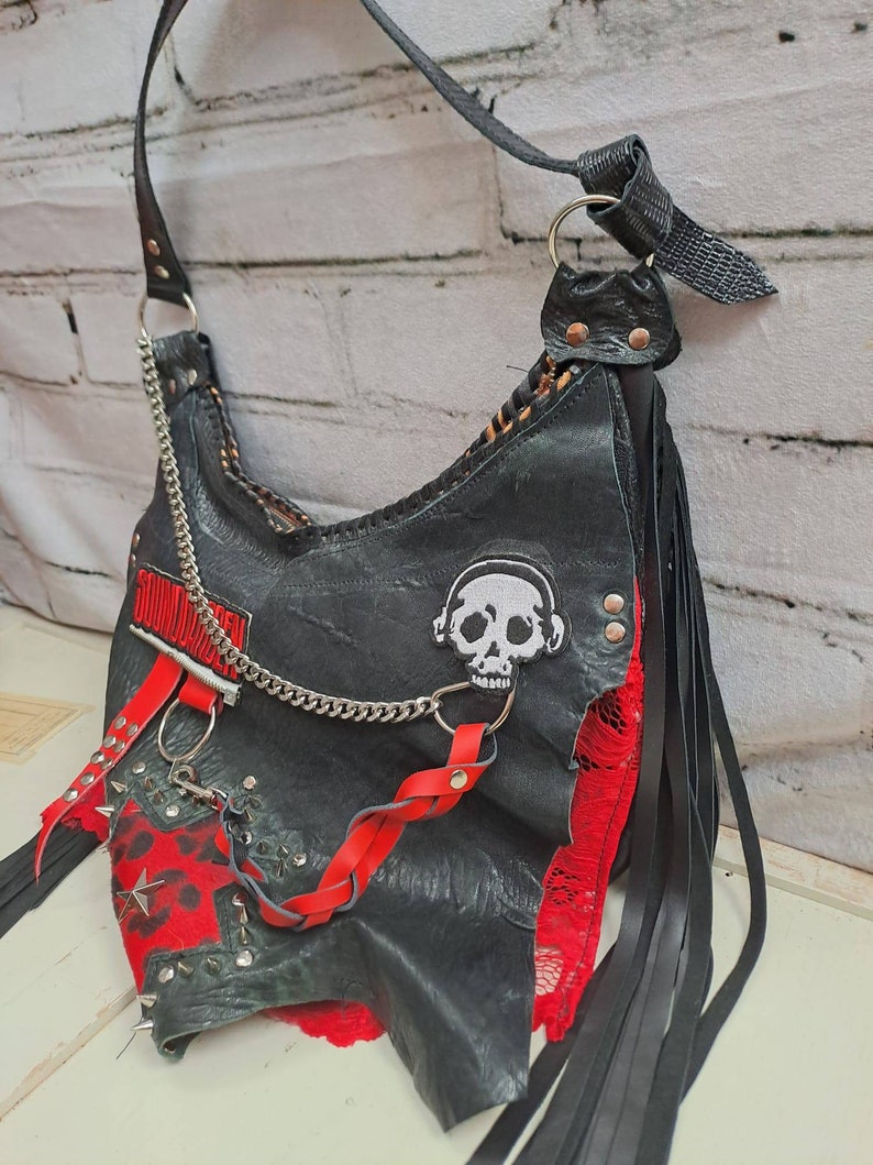 Leather Rockabilly Handbag/ Soundgarden Musical Style Woman/ Pin up Red ...