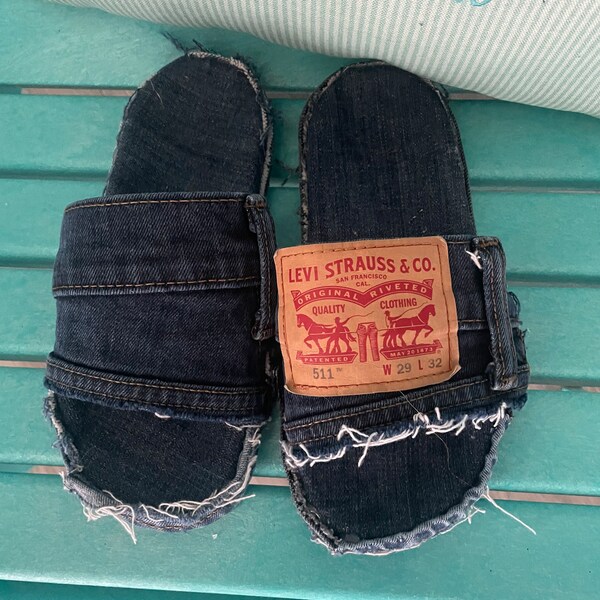 Denim Slides - Etsy