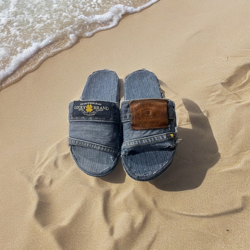 Denim Slides - Etsy