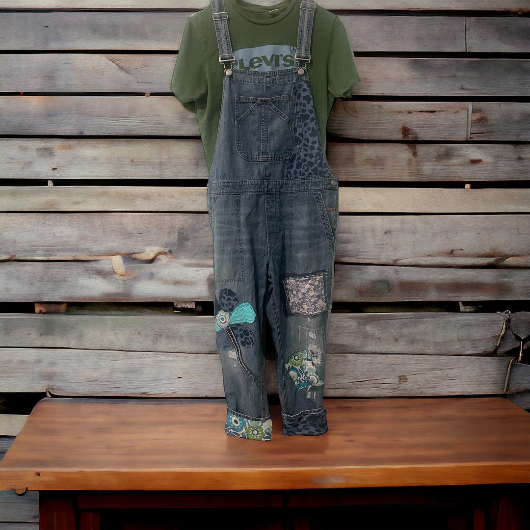 Upcycled Denim Overalls Size Large - Etsy