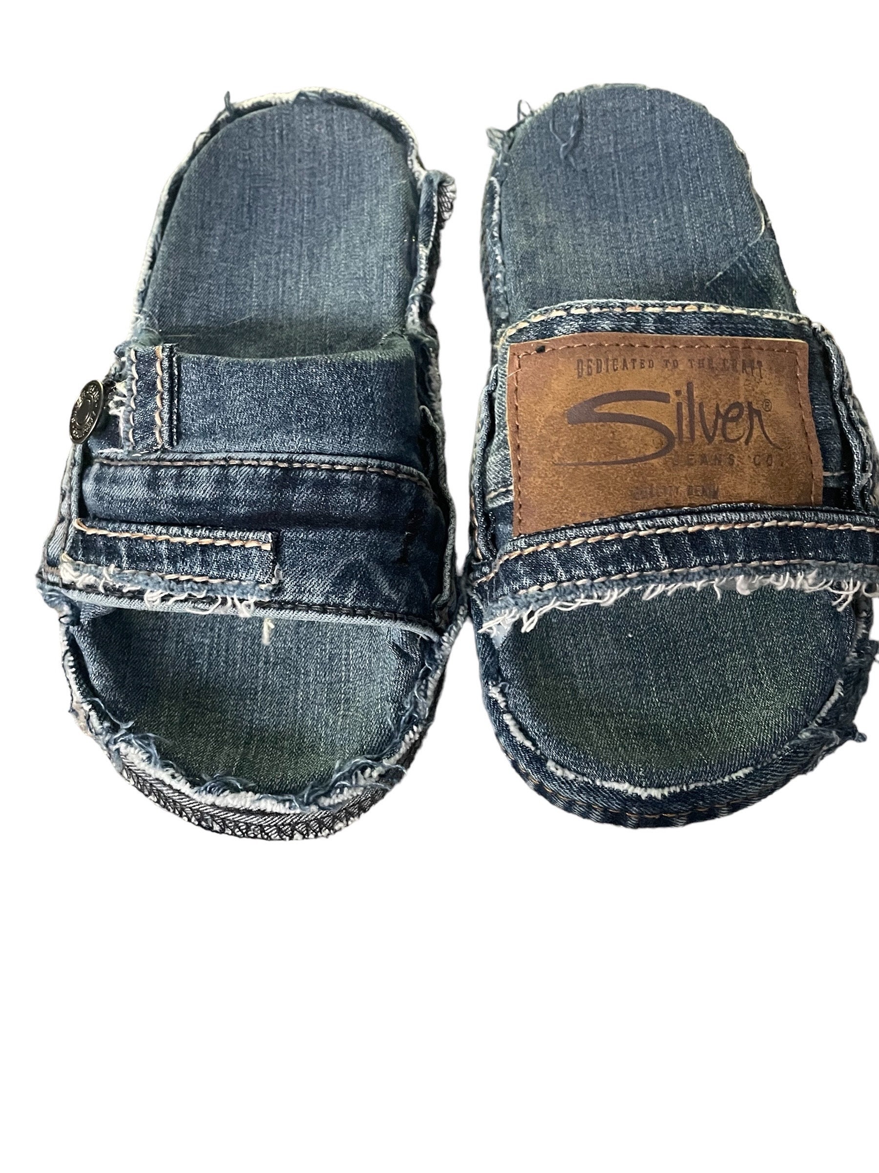 Upcycled Denim Slide Sandals - Etsy