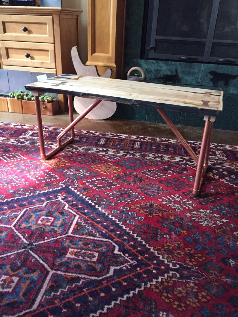Live Edge Coffee Table Copper Pipe Legs - Etsy