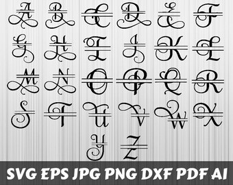 Split monogram | Etsy