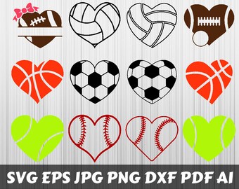 Football heart svg | Etsy