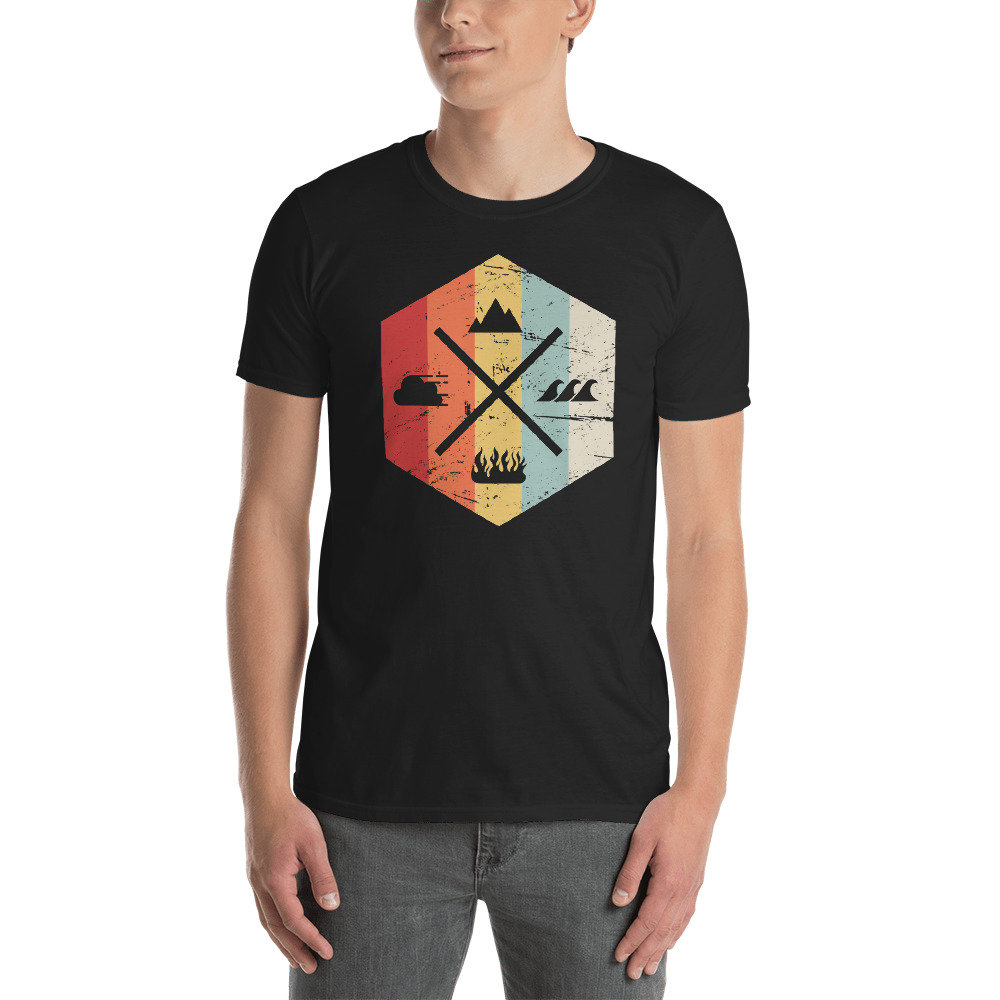 Retro Four Elements T-shirt (unisex) - Earth, Water, Fire, Air - Etsy