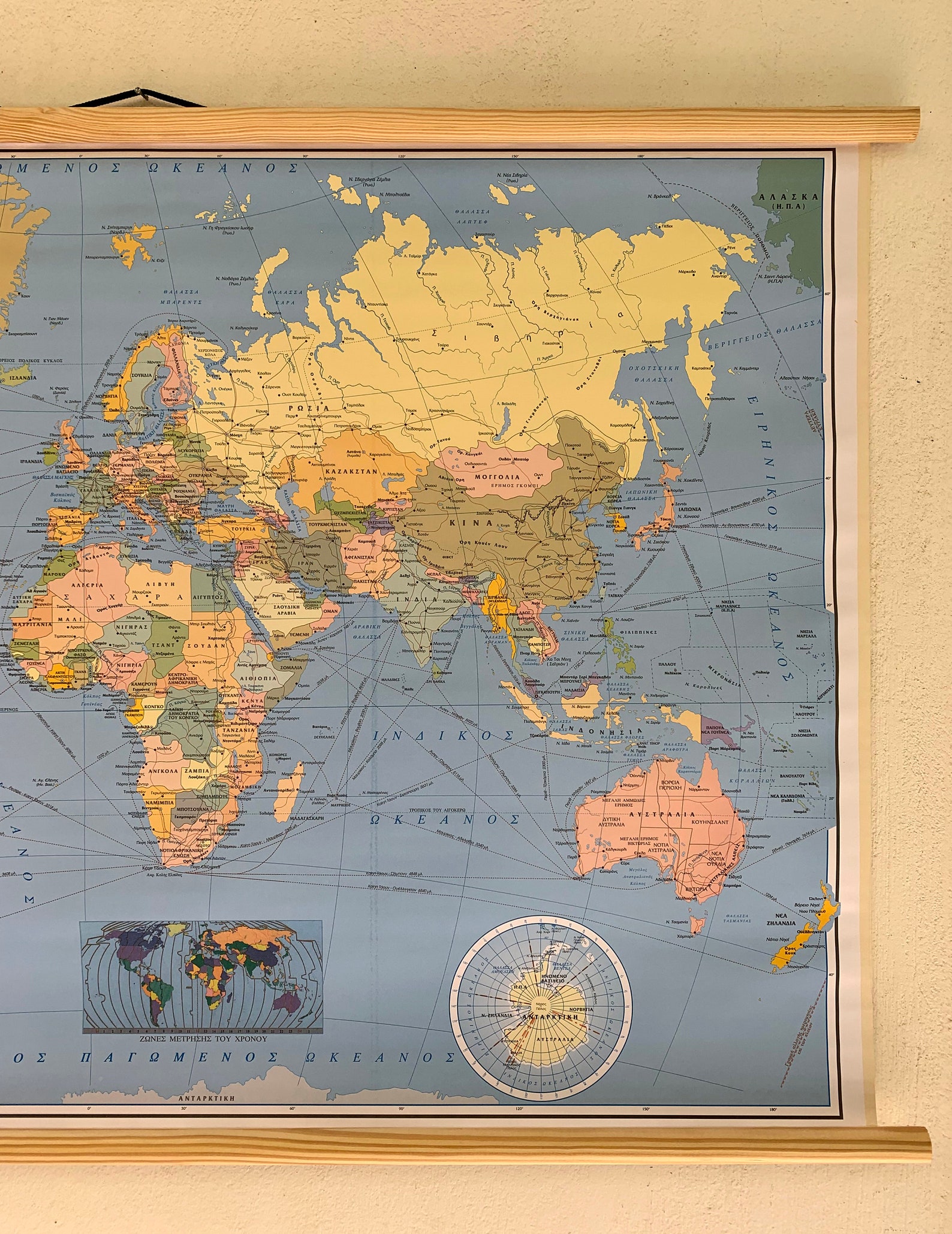The World Pull Down Chart, Political Map of the World, Vintage World ...