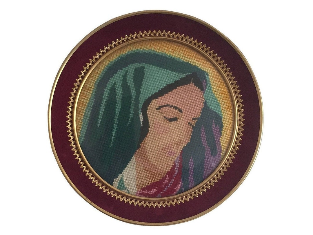 Virgin Mary Tapestry Wall Hanging Vintage Wall Cradle Vintage Antique