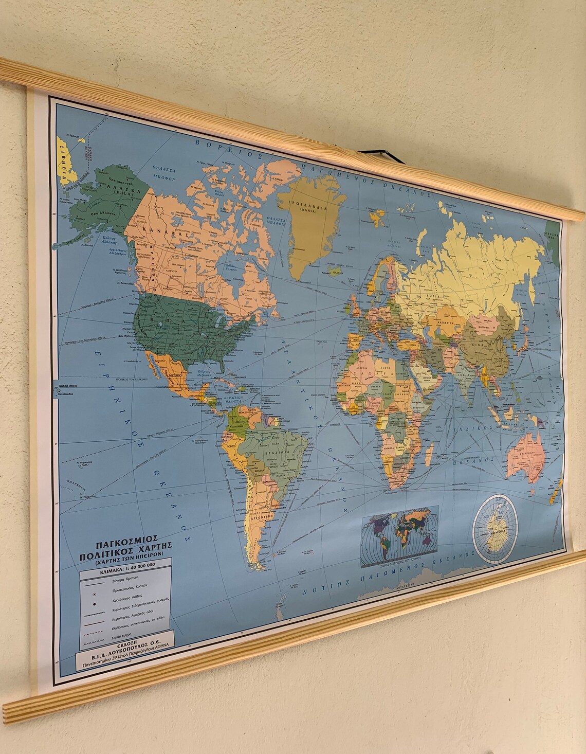 The World Pull Down Chart, Political Map of the World, Vintage World ...