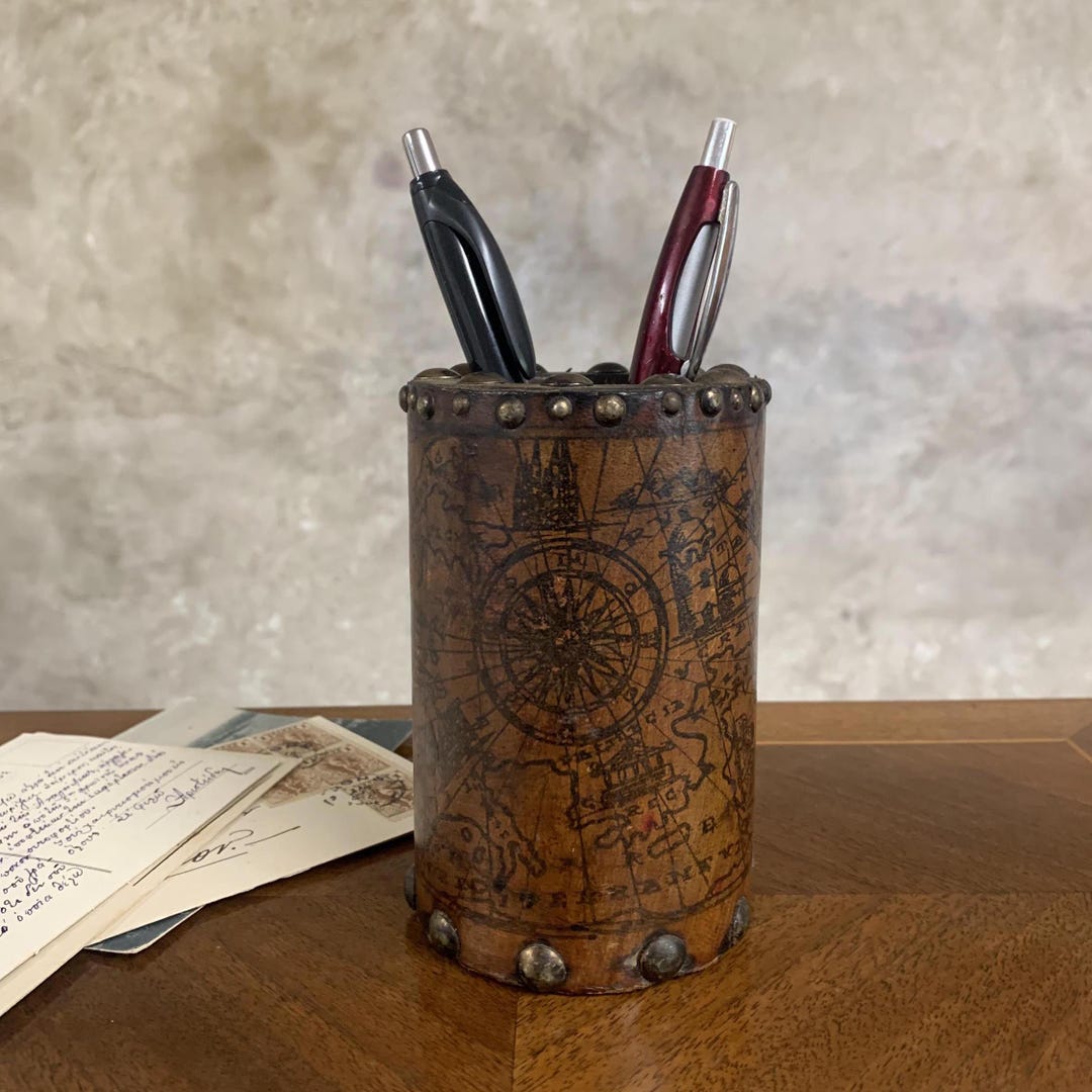Vintage 1960s Map Pen Holder: Mid Century Desk Decor - Etsy