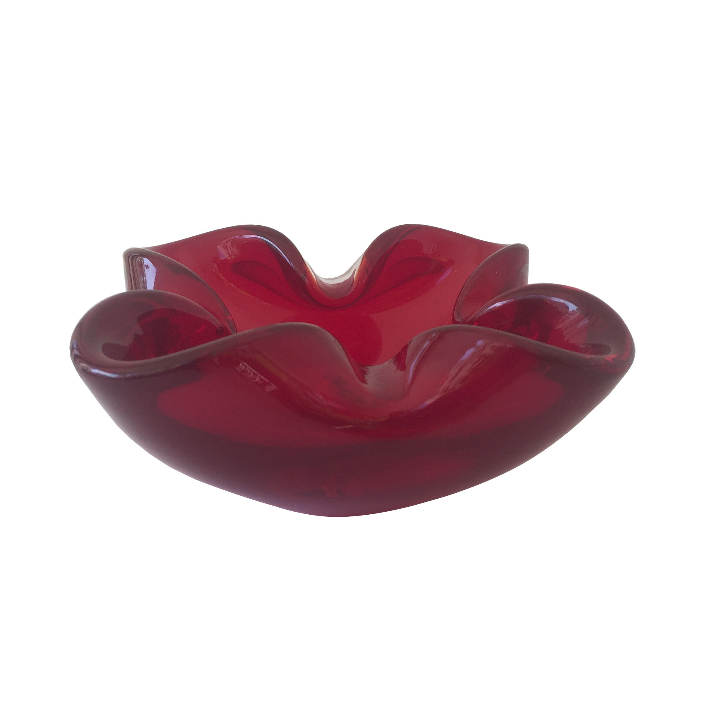 Retro Bright Red Glass Cigar Ashtray Irregular Red Decorative - Etsy