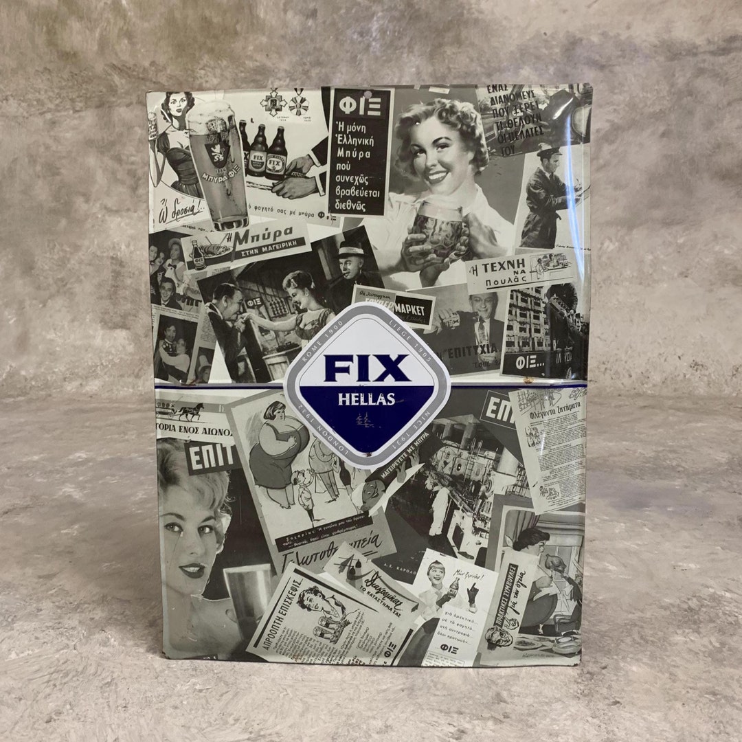 Vintage Rare Greek 'FIX HELLAS BEER' Tin Metal Advertising Sign ...