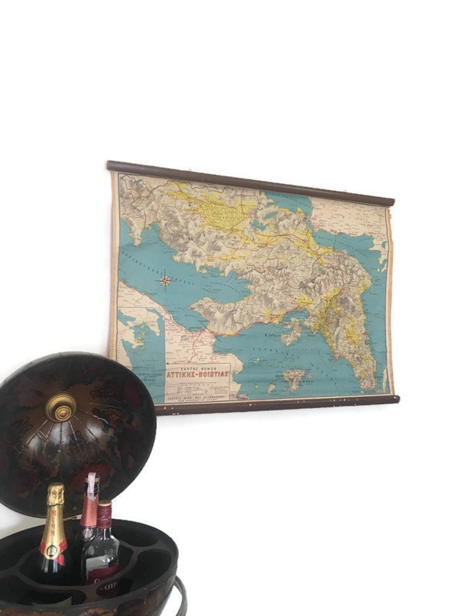 Vintage Map of Greece Attiki Chart Viotia Chart Rare Map - Etsy