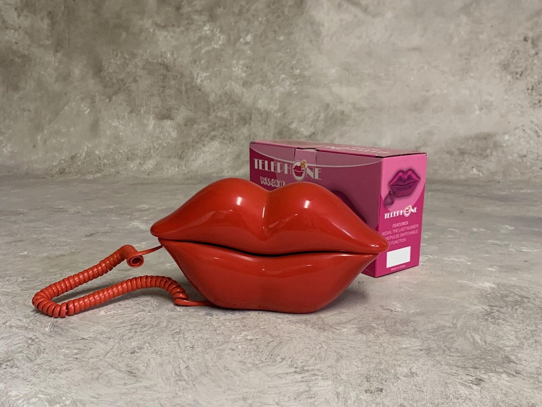 Vintage Hot Red Lips Phone, Vintage Pop Art Red Lips Dial Phone , Lips ...