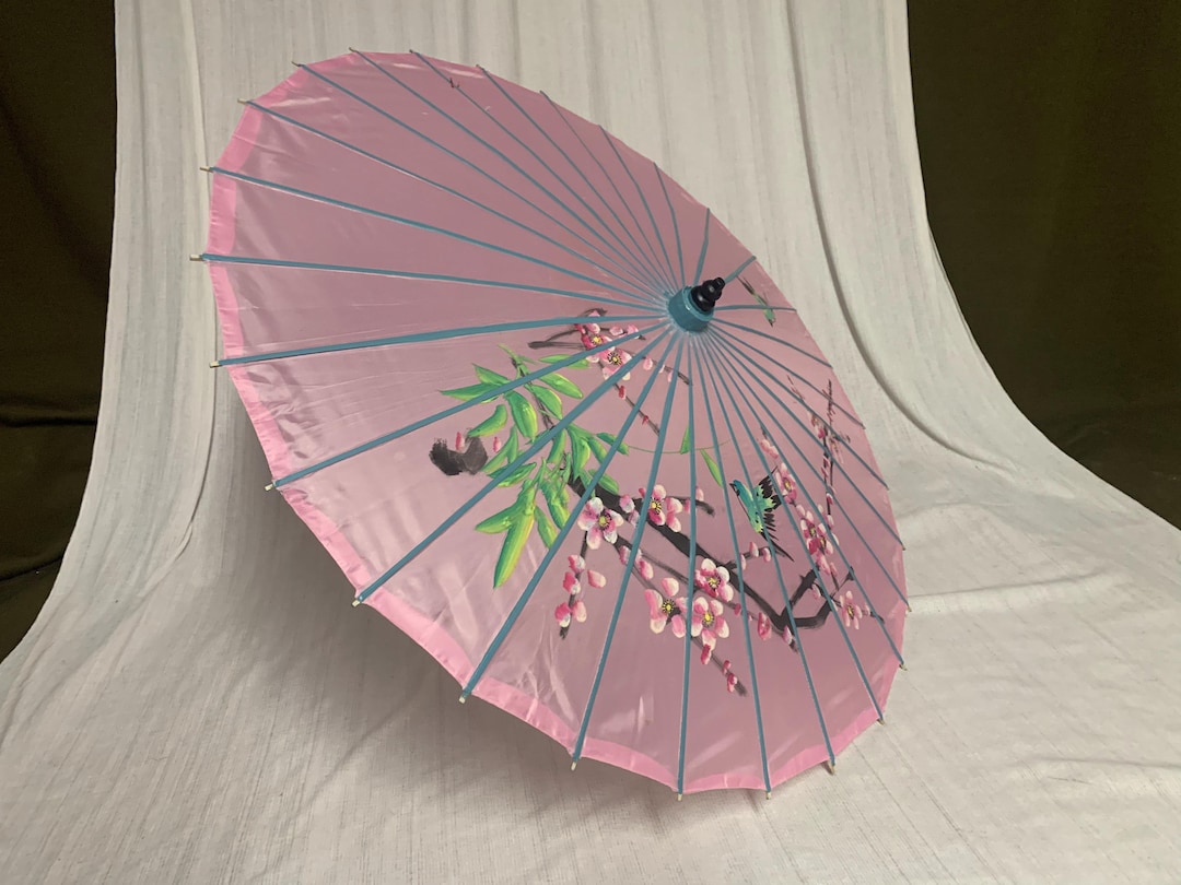 Hand Painted Parasol Bamboo Umbrella Vintage Japanese Bamboo Parasol ...