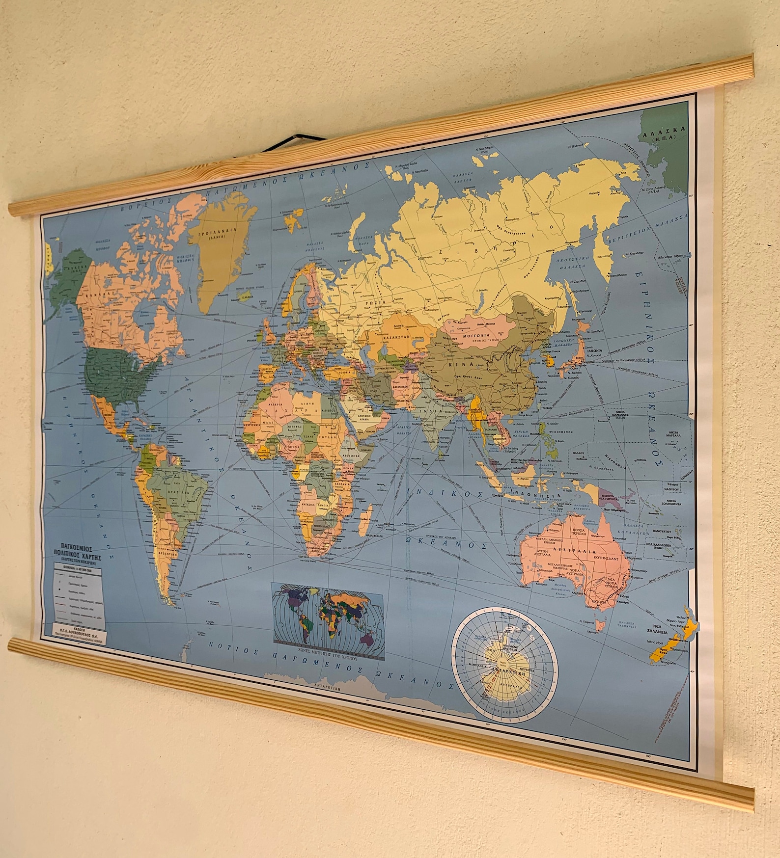 The World Pull Down Chart, Political Map of the World, Vintage World ...