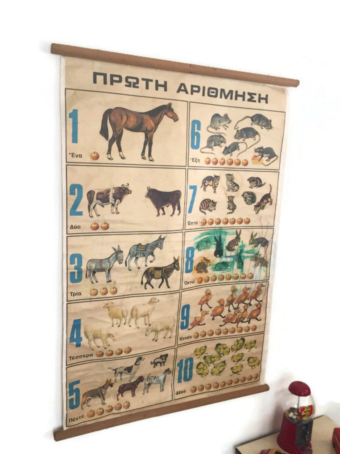 Vintage Greek Mathematics Chart 1960s Pull Down Educational Poster ...