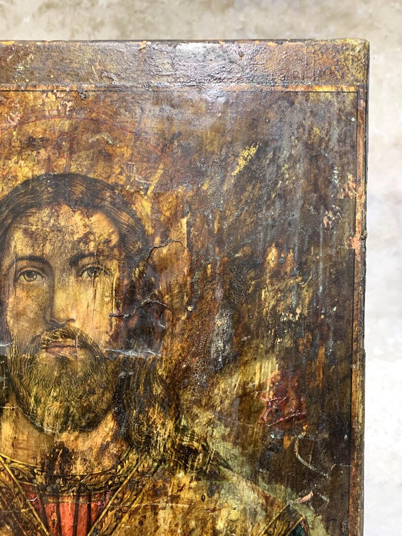 Handcrafted Jesus Christ Icon, Aged Wood Byzantine Art, Religious Home ...