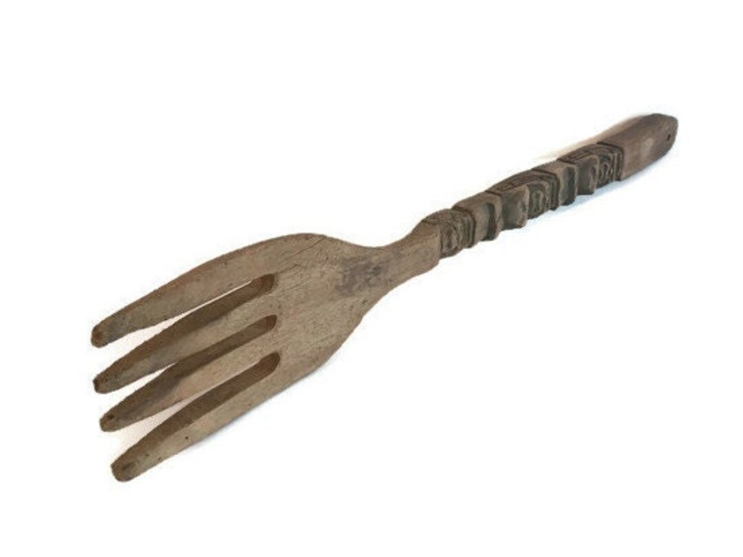 Granny's Vintage Kitchen Fork, Antique Wood Fork, Primitive Hand Carved ...