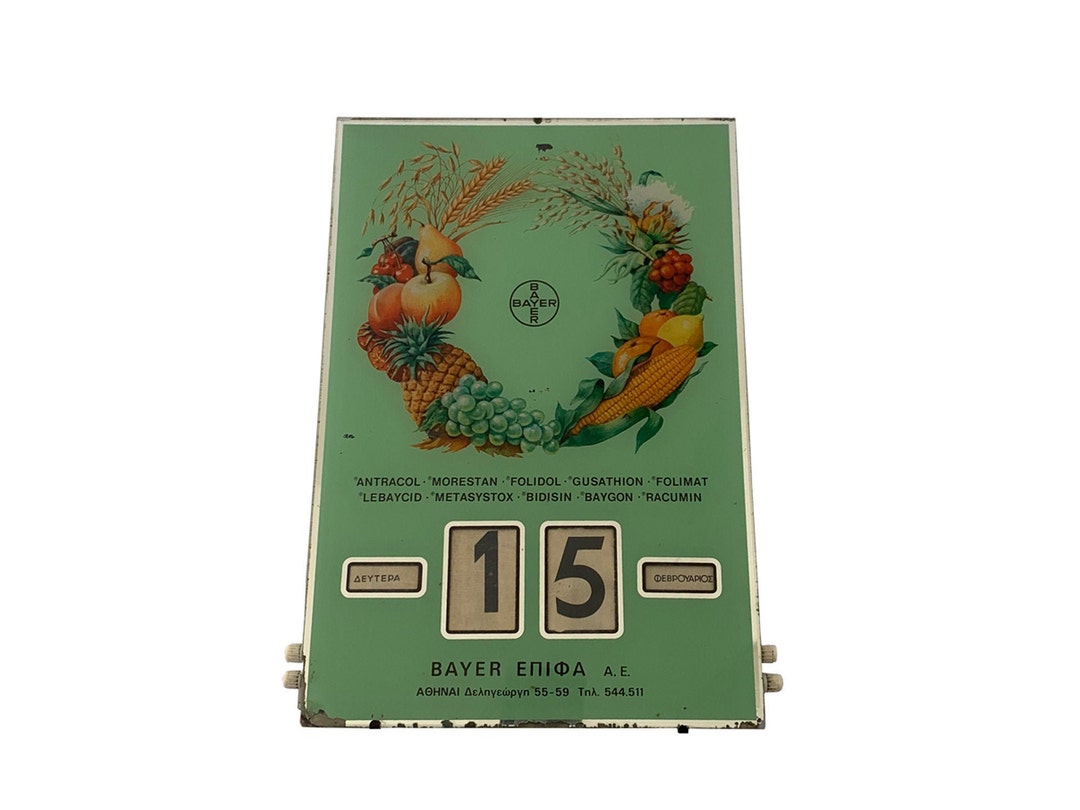 Vintage Bayer Advertising Perpetual Calendar: Greek Wall Decor - Etsy