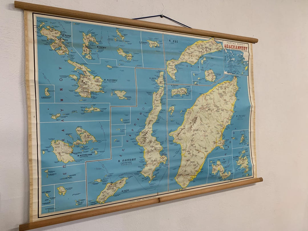 Map of Dodecanese Islands, Stunning Greek Geography Chart for Education ...