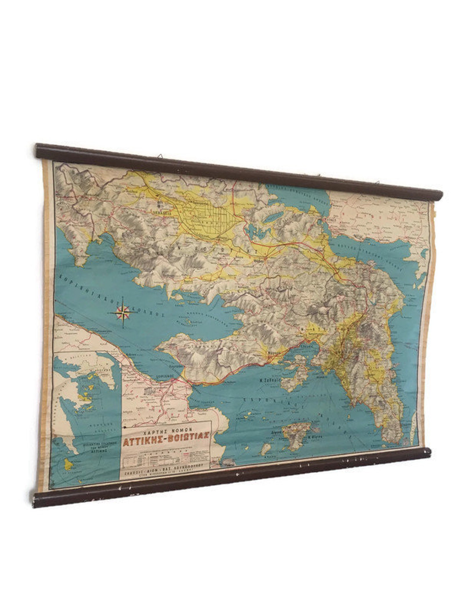 Vintage Map of Greece Attiki Chart Viotia Chart Rare Map - Etsy