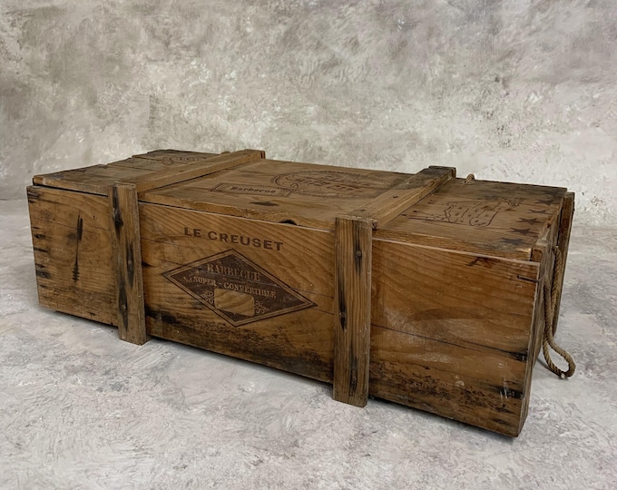 Unique Vintage Wooden Crate, Le Creuset 1966 BBQ Transport Box ...