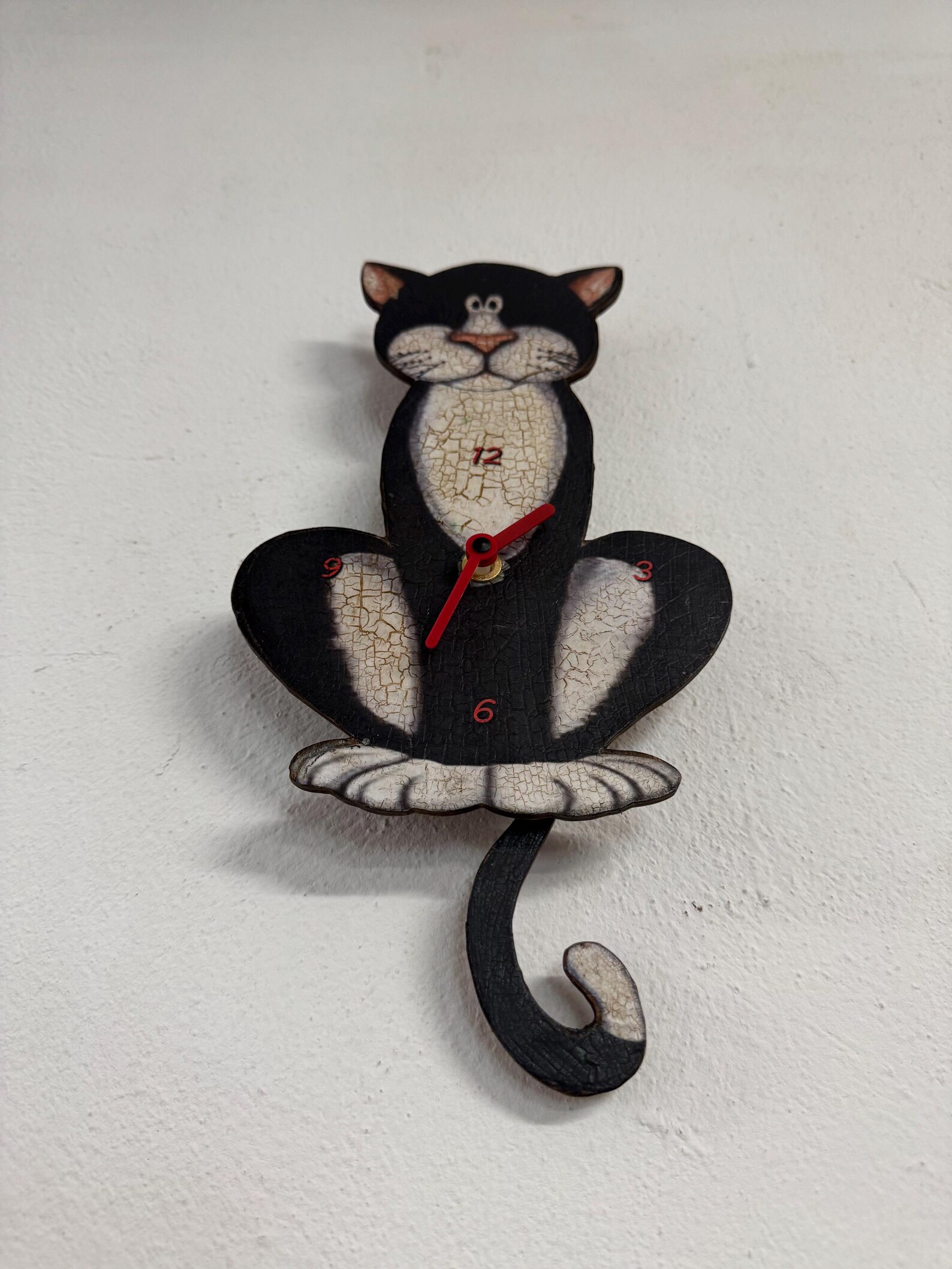 Handmade Wall Clock With Pendulum, Cat Design Wooden Clock for Cat ...
